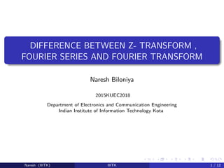 DSP, Differences between Fourier series ,Fourier Transform and Z ...