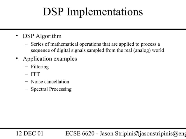 Dsp Architecture Ppt Operating Systems Computer Software And