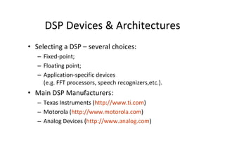 Dsp U Lec01 Real Time Dsp Systems | PPT