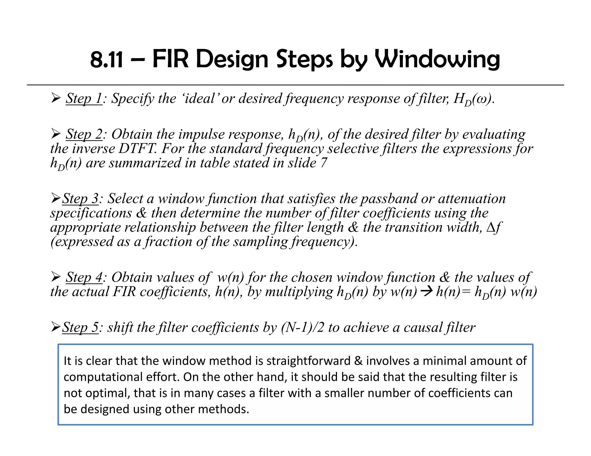 Dsp U Lec08 Fir Filter Design | PDF