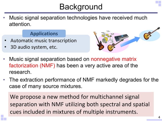 Superresolution-based stereo signal separation via supervised nonnegative matrix factorization | PPT