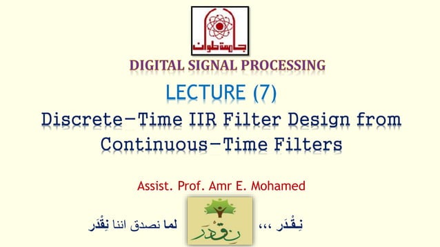 DSP_2018_FOEHU - Lec 07 - IIR Filter Design | PDF | Digital Audio ...