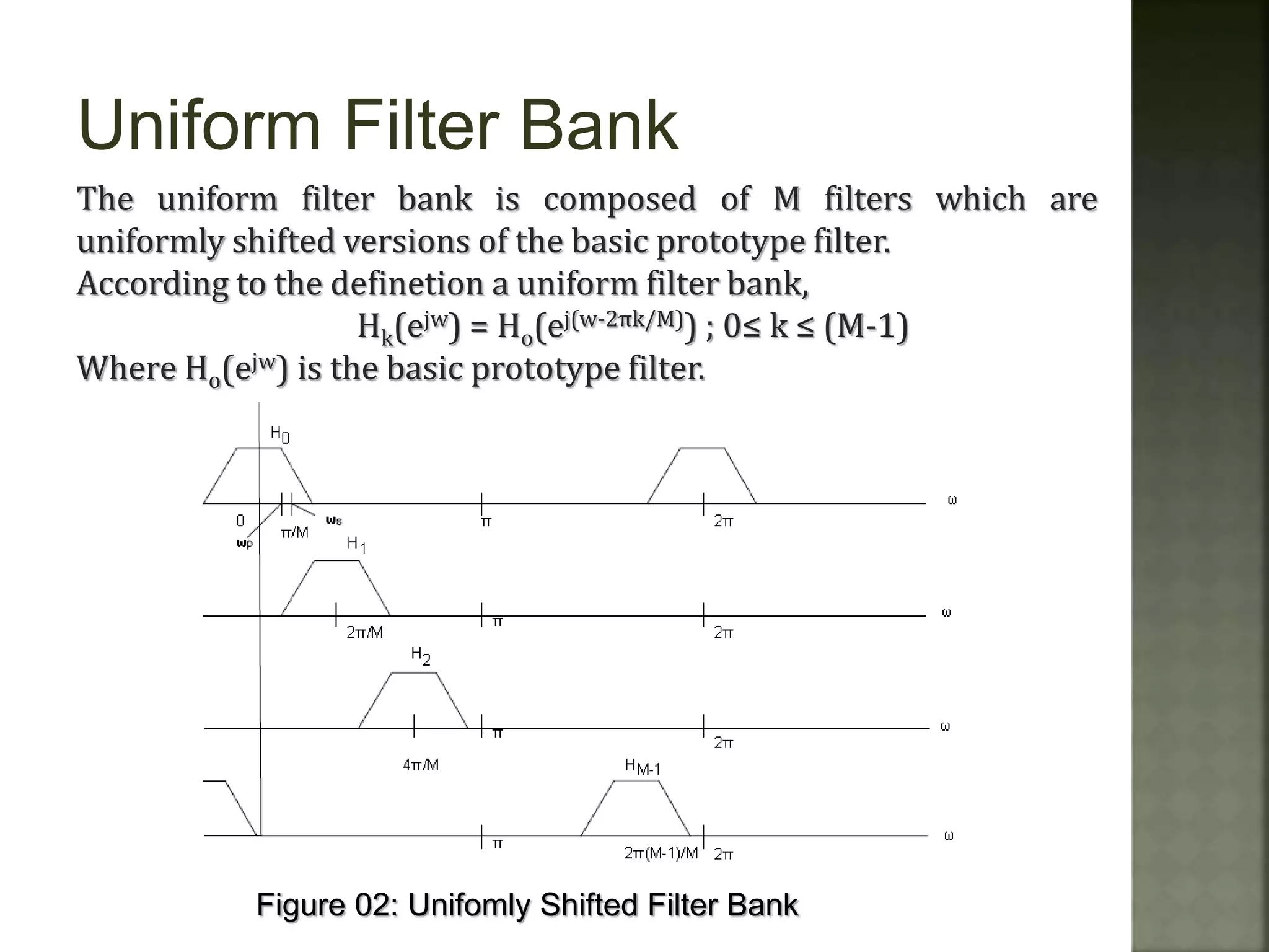 Designing a uniform filter bank using multirate concept | PPTX