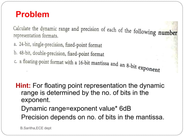 Number formats for signals and coefficients in DSP system | PPTX | Computing | Technology ...