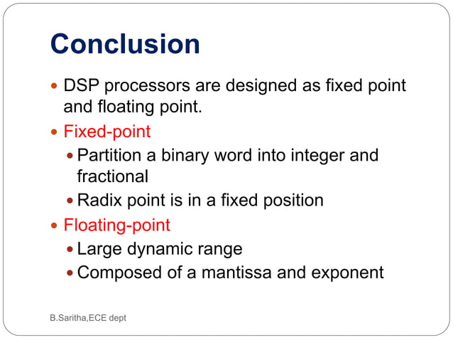Number formats for signals and coefficients in DSP system | PPTX | Computing | Technology ...