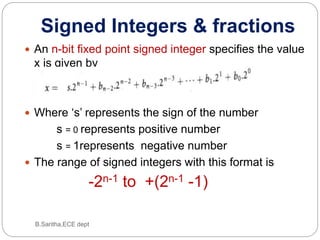 Number formats for signals and coefficients in DSP system | PPTX