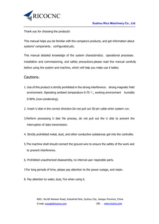 DSP A11 handle controller operating manual ricocnc | PDF