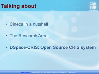 DSpace-CRIS: An Open Source Solution for Research - @THETA15 | PDF | Databases | Computer ...