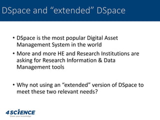 DSpace-CRIS: new features and contribution to the DSpace mainstream | PPTX