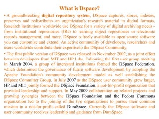 Two day-long training on "DSpace" Institutional Repository | PPSX