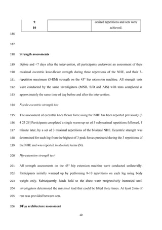 Impact of the Nordic hamstring and hip extension exercises on hamstring ...