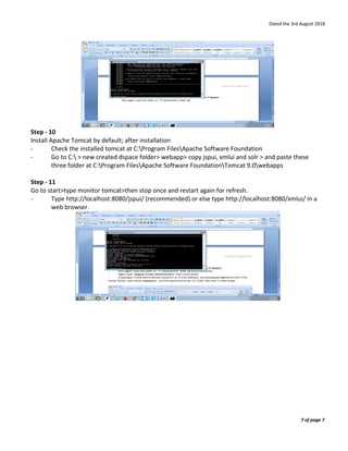 Installation of Dspace in Windows OS: A Complete Documentation | DOC ...