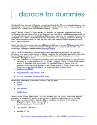 Dspace for dummies | DOC