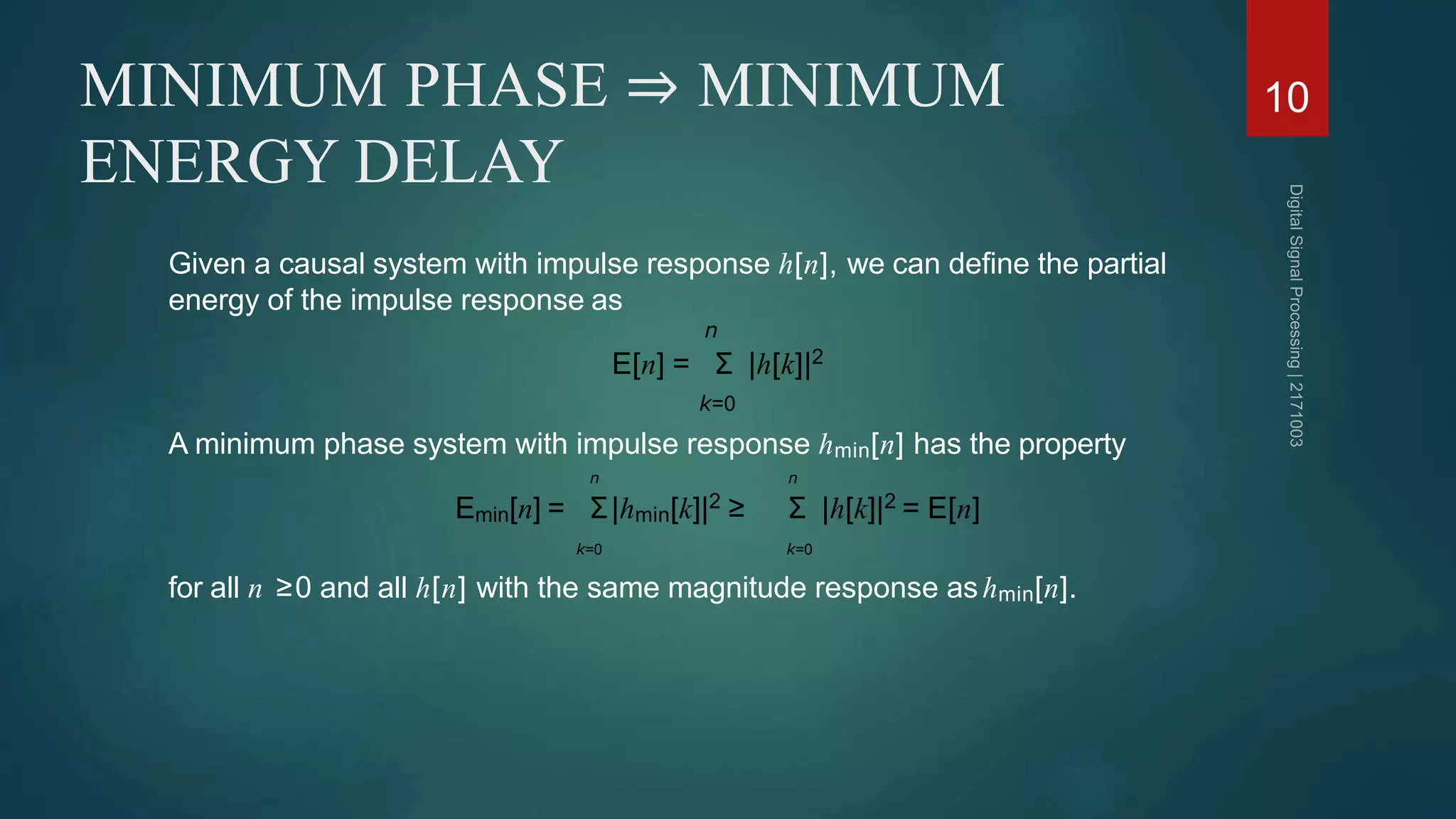MINIMUM PHASE SYSTEMS | PPTX