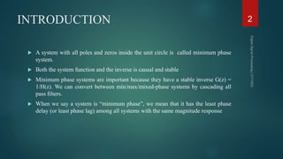 MINIMUM PHASE SYSTEMS | PPTX