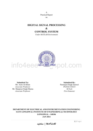 Digital Signal Processing and Control System under MATLAB Environment ...