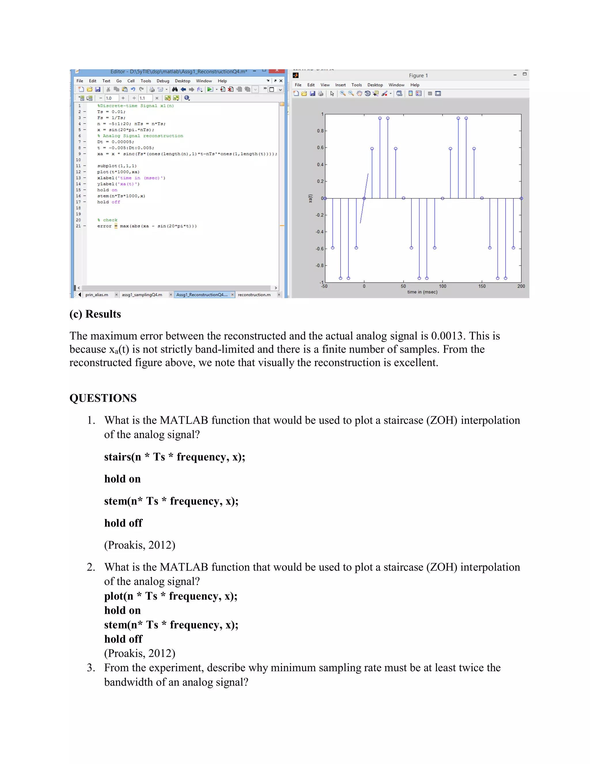 DIGITAL SIGNAL PROCESSING: Sampling and Reconstruction on MATLAB | PDF
