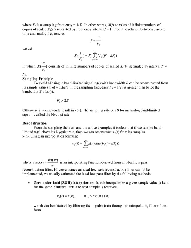 DIGITAL SIGNAL PROCESSING: Sampling and Reconstruction on MATLAB | PDF | Digital Audio ...