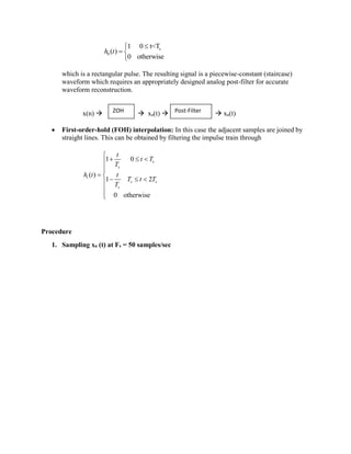 DIGITAL SIGNAL PROCESSING: Sampling and Reconstruction on MATLAB | PDF