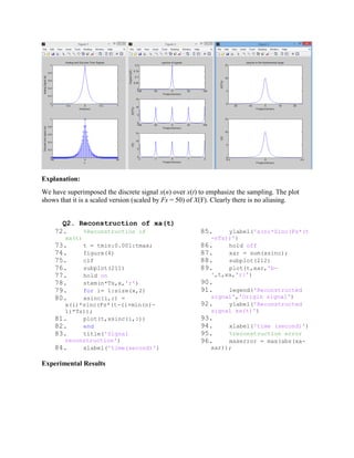 DIGITAL SIGNAL PROCESSING: Sampling and Reconstruction on MATLAB | PDF