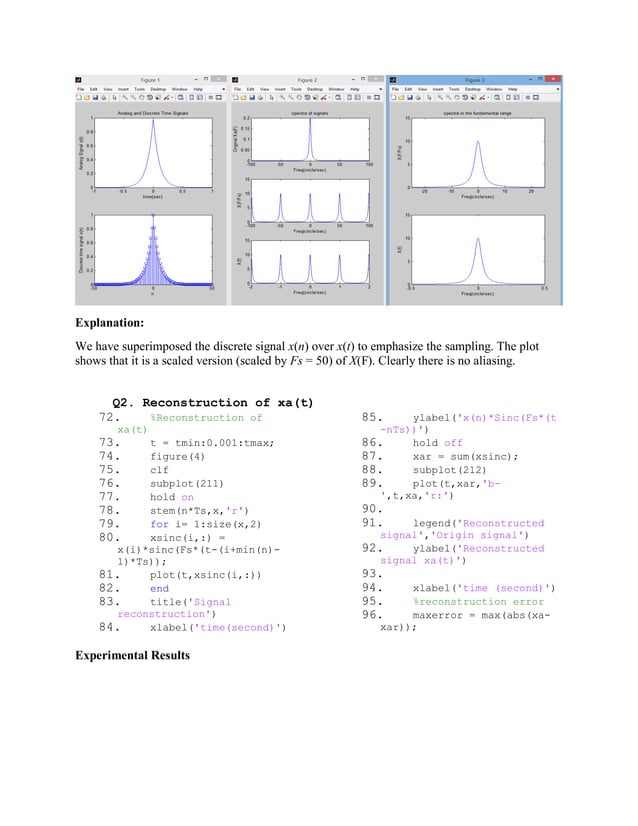 DIGITAL SIGNAL PROCESSING: Sampling and Reconstruction on MATLAB | PDF | Digital Audio ...