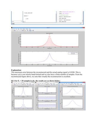 DIGITAL SIGNAL PROCESSING: Sampling and Reconstruction on MATLAB | PDF