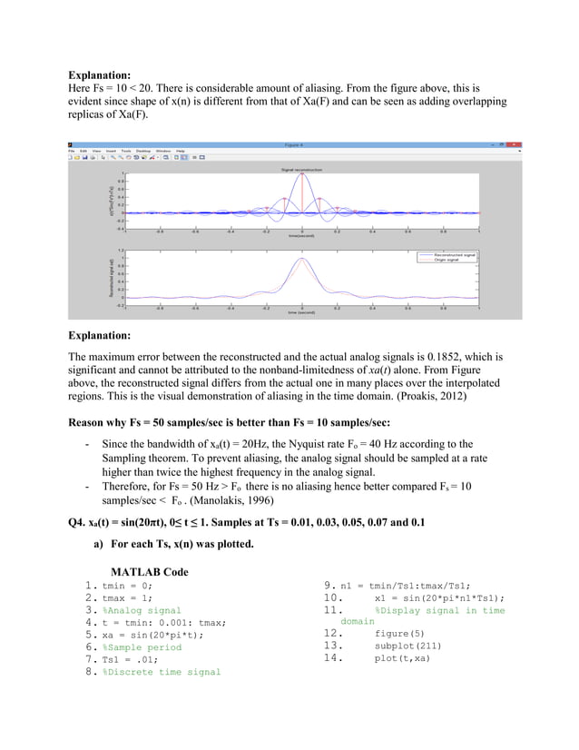 DIGITAL SIGNAL PROCESSING: Sampling and Reconstruction on MATLAB | PDF | Digital Audio ...