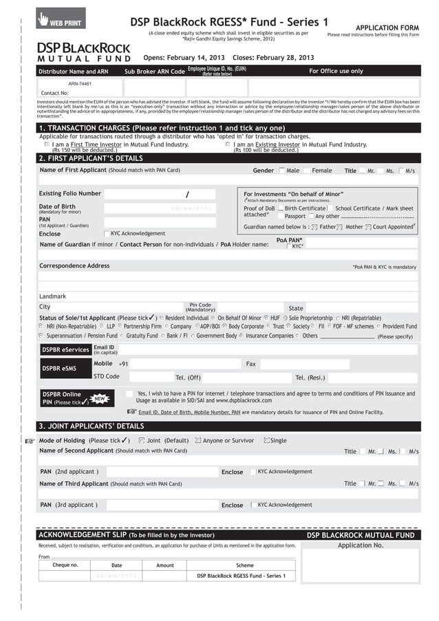 Dsp black rock rgess fund – series 1 applciation form and kim | PDF | Stocks and Bonds ...