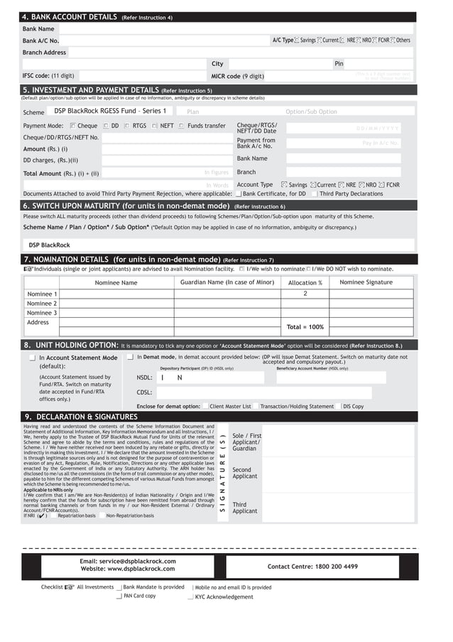 Dsp black rock rgess fund – series 1 applciation form and kim | PDF | Stocks and Bonds ...