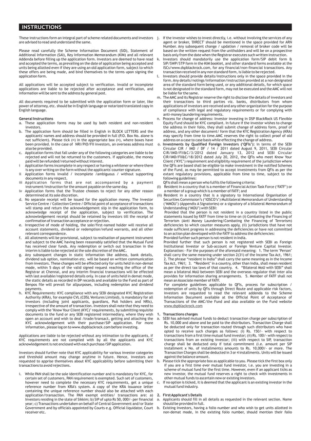 Dsp black rock rgess fund – series 1 applciation form and kim | PDF