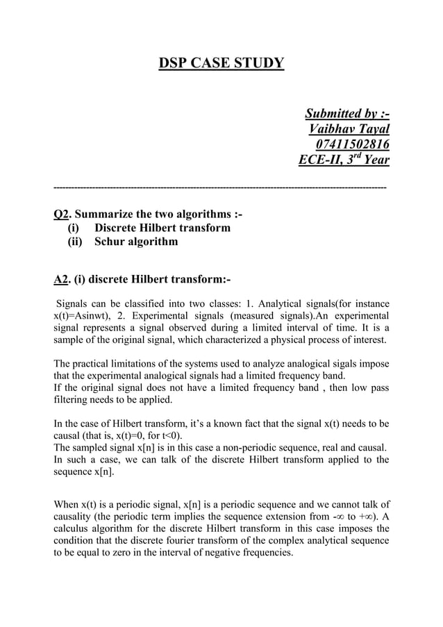 Dsp case study | PDF