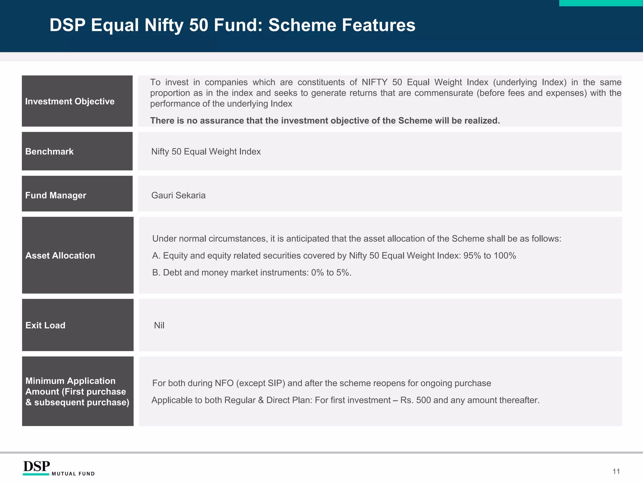 DSP Equal Nifty 50 Fund - Old | PPT