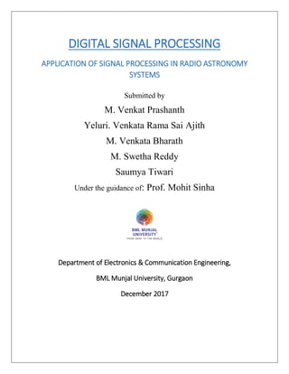 APPLICATION OF SIGNAL PROCESSING IN RADIO ASTRONOMY SYSTEMS | PDF
