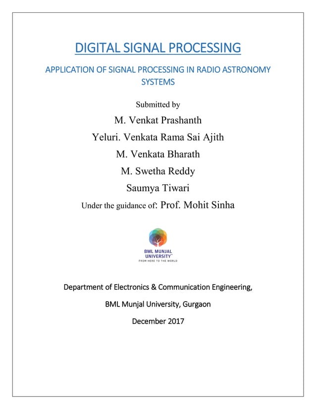 APPLICATION OF SIGNAL PROCESSING IN RADIO ASTRONOMY SYSTEMS | PDF APPLICATION OF SIGNAL PROCESSING IN RADIO ASTRONOMY SYSTEMS | PDF