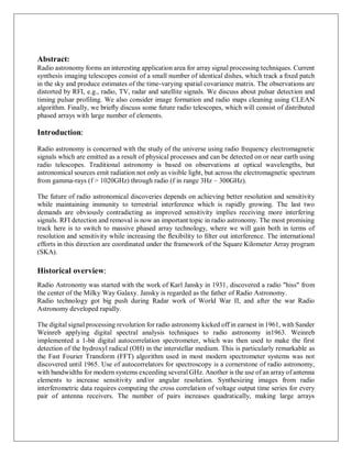 APPLICATION OF SIGNAL PROCESSING IN RADIO ASTRONOMY SYSTEMS | PDF