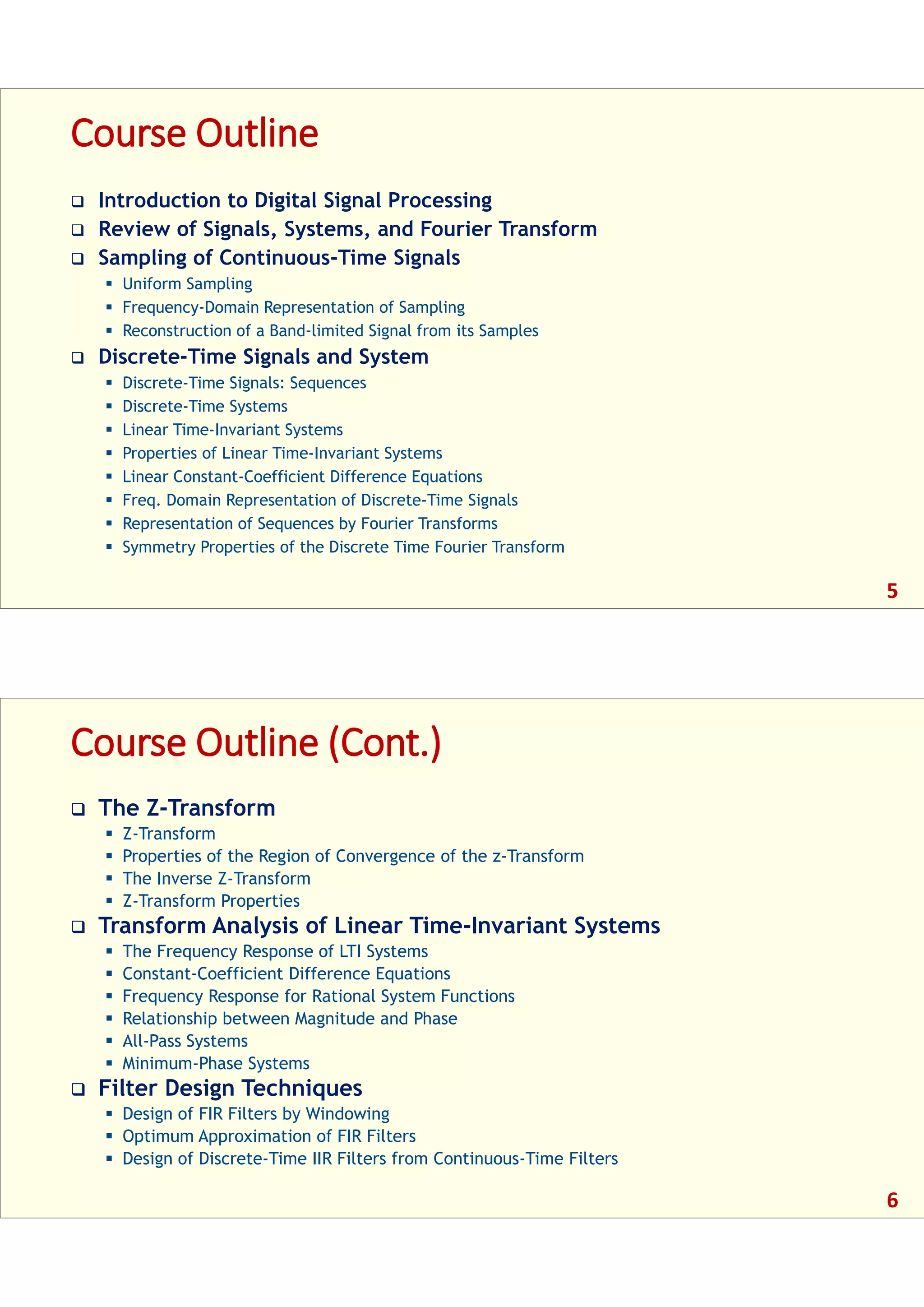 Dsp foehu lec 00 - digital signal processing | PDF