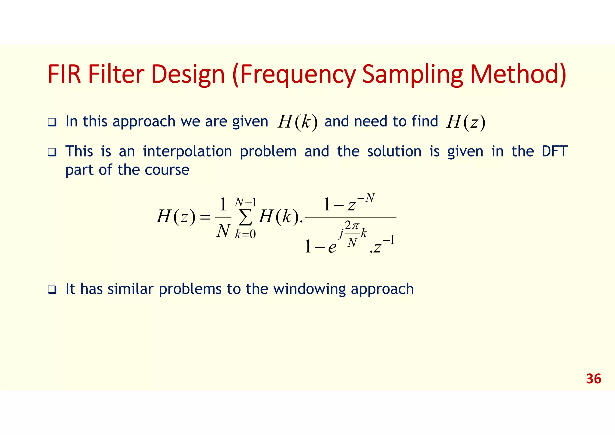DSP_FOEHU - Lec 10 - FIR Filter Design | PDF