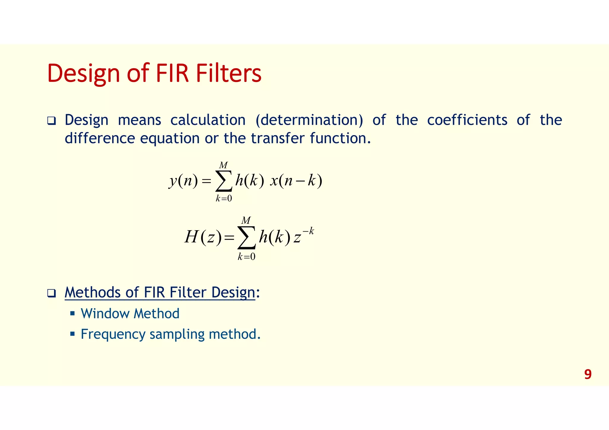 DSP_FOEHU - Lec 10 - FIR Filter Design | PDF