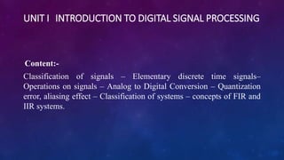 Digital signal processing & its Applications (Syllabus & Introduction) | PPTX | Computing ...
