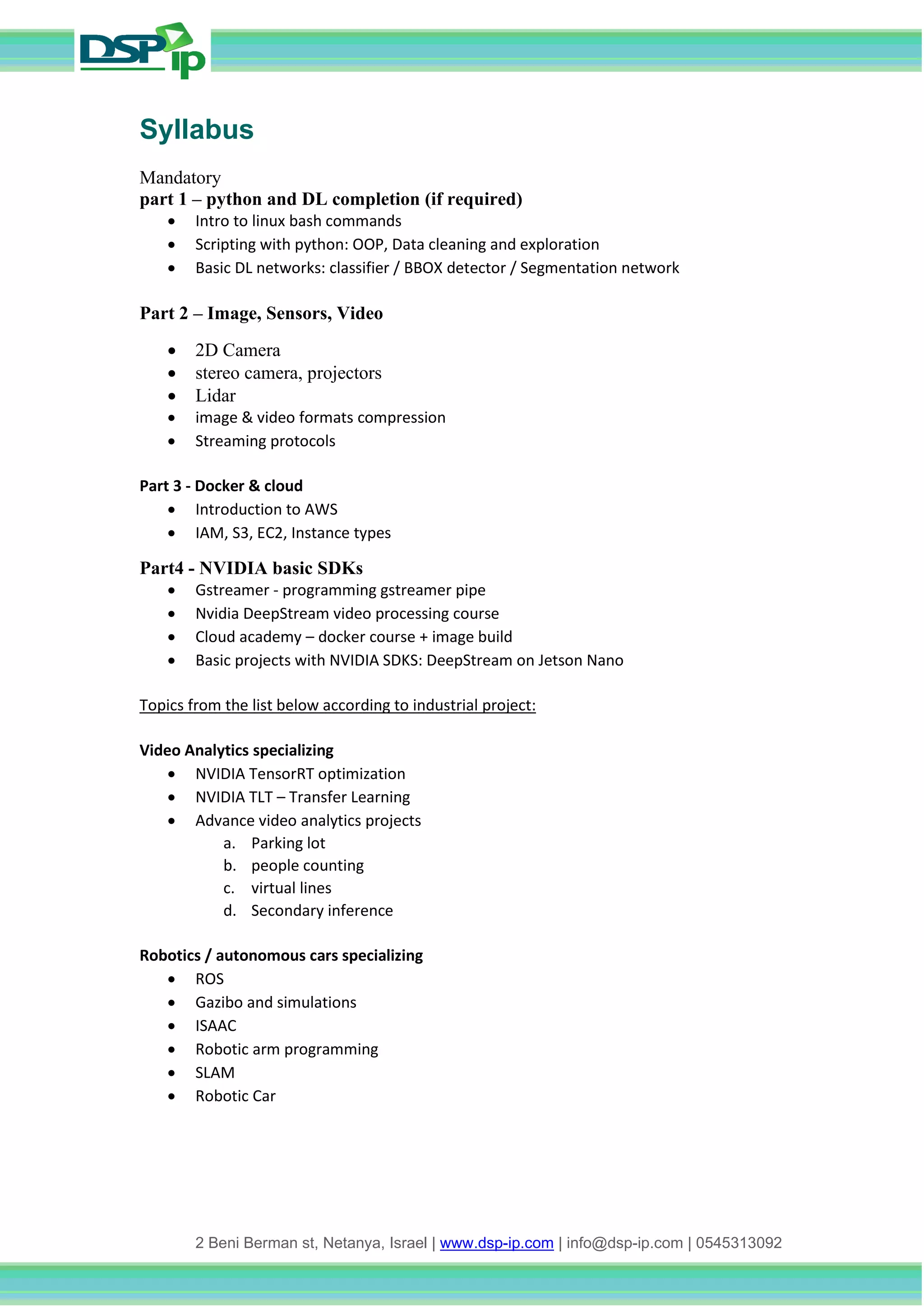 Dspip deep learning syllabus | PDF