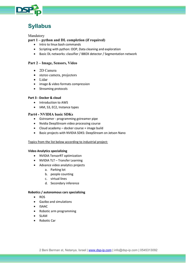 Dspip deep learning syllabus | PDF