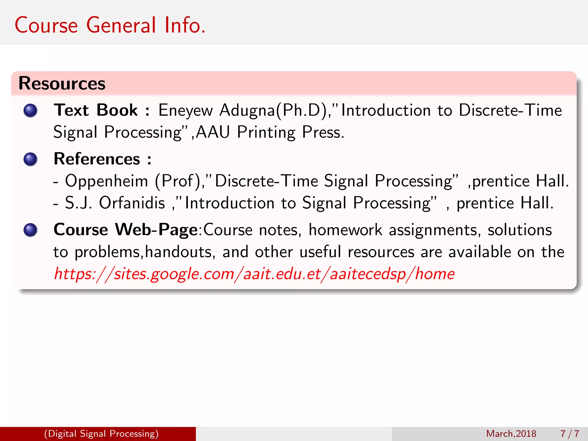 Digital Signal Processing[ECEG-3171]-L00 | PDF | Computing | Technology & Computing