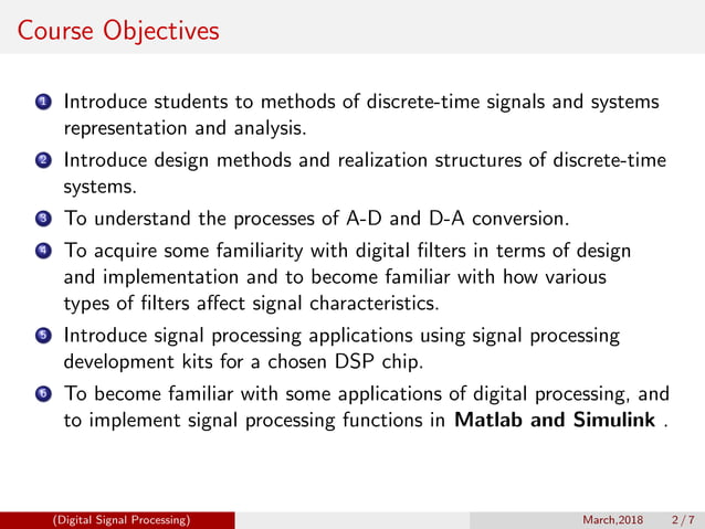 Digital Signal Processing[ECEG-3171]-L00 | PPT