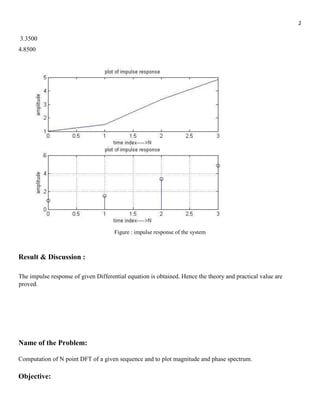 Digital signal Processing all matlab code with Lab report | PDF