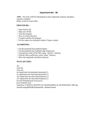 Dsp lab manual | PDF