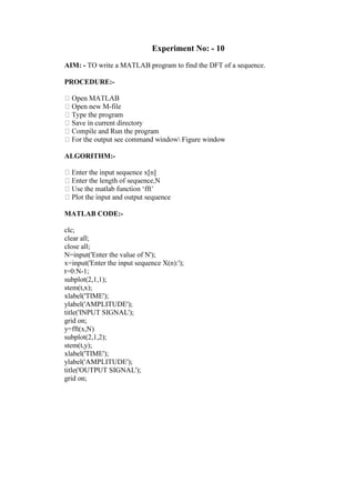 Dsp lab manual | PDF