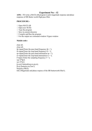 Dsp lab manual | PDF