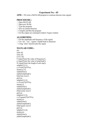 Dsp lab manual | PDF