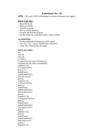 Dsp lab manual | PDF