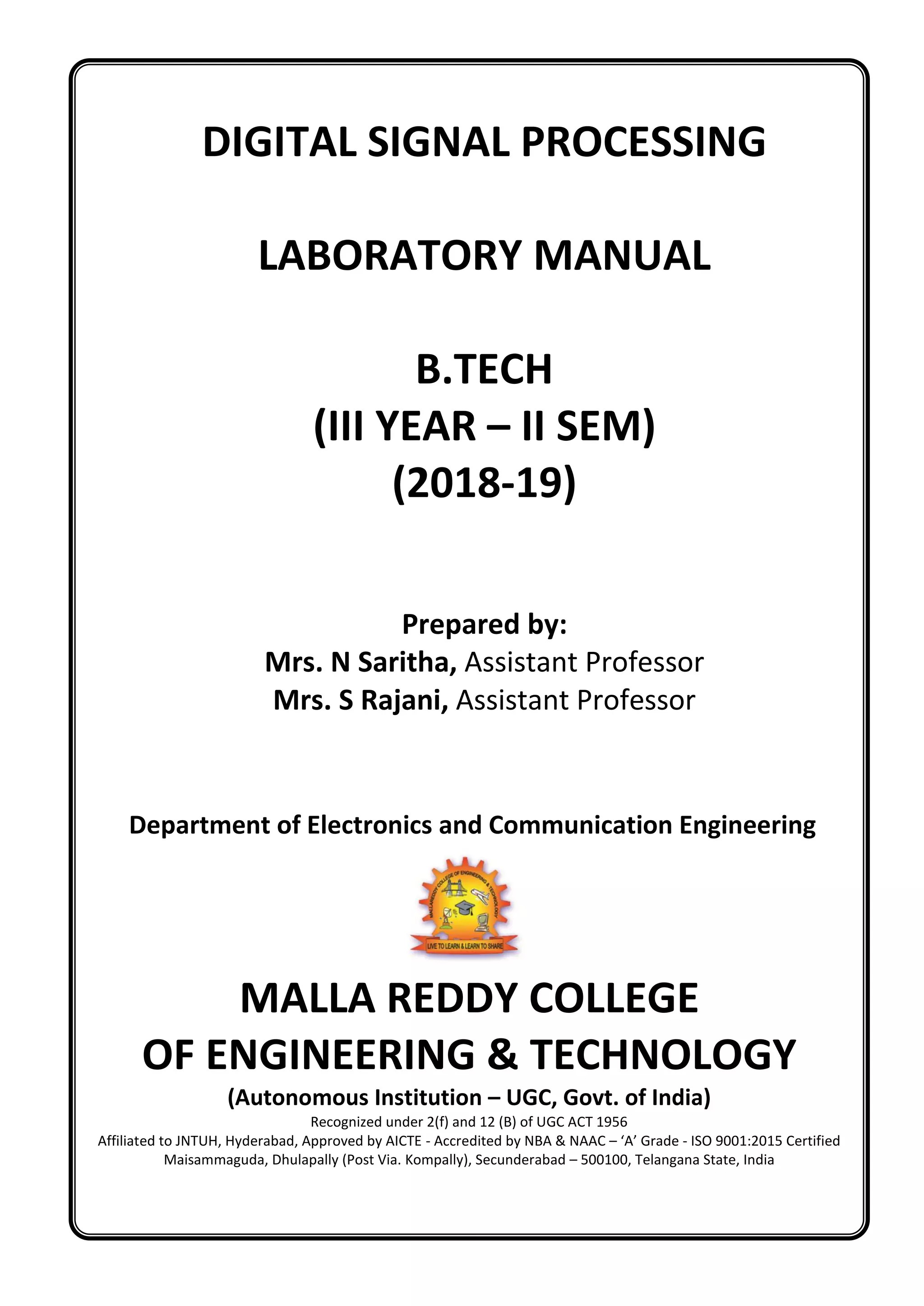 Dsp lab manual | PDF